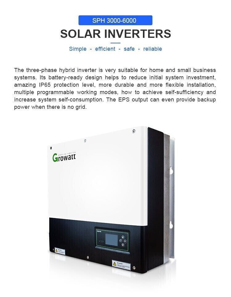 Growatt 5kW Hybrid Single Phase 2 MPPT Solar Inverter SPH 5000TL BL-UP – EdgePower Australia